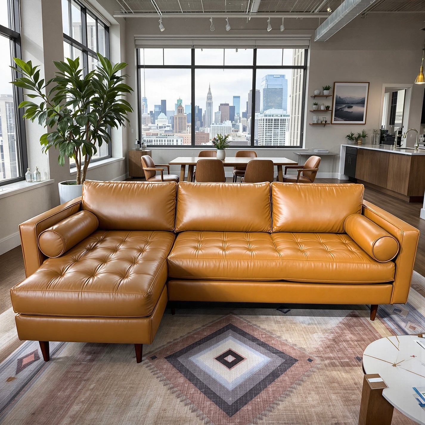 Ladybird 104" Leather Reversible Sofa Chaise – Couch Potatoes Furniture